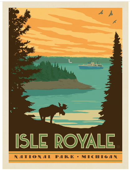 1513 Small ISRO Retro poster 8" x 10" print – Isle Royale and Keweenaw ...